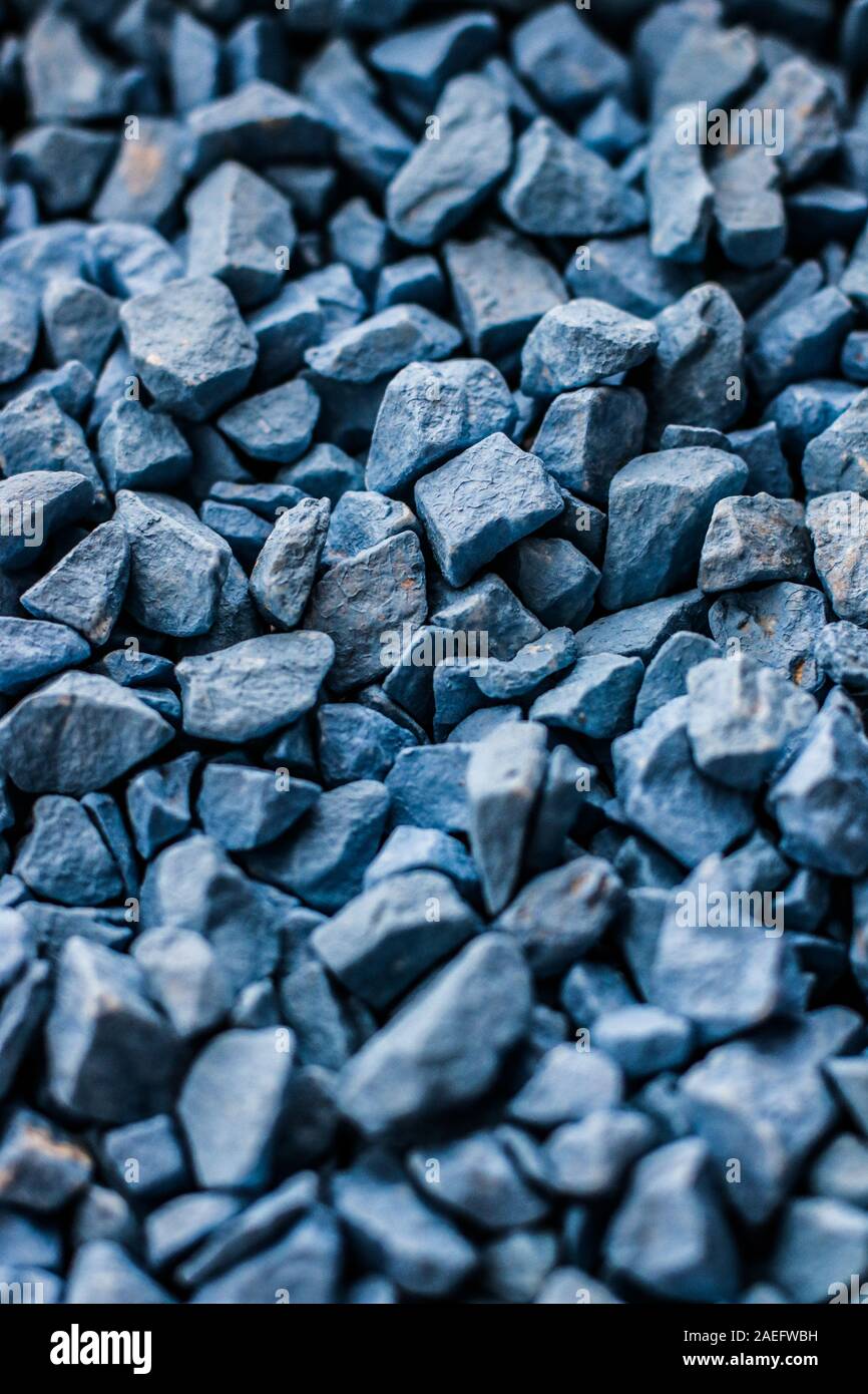 Decor, surface and nature concept - Blue stone pebbles as abstract ...