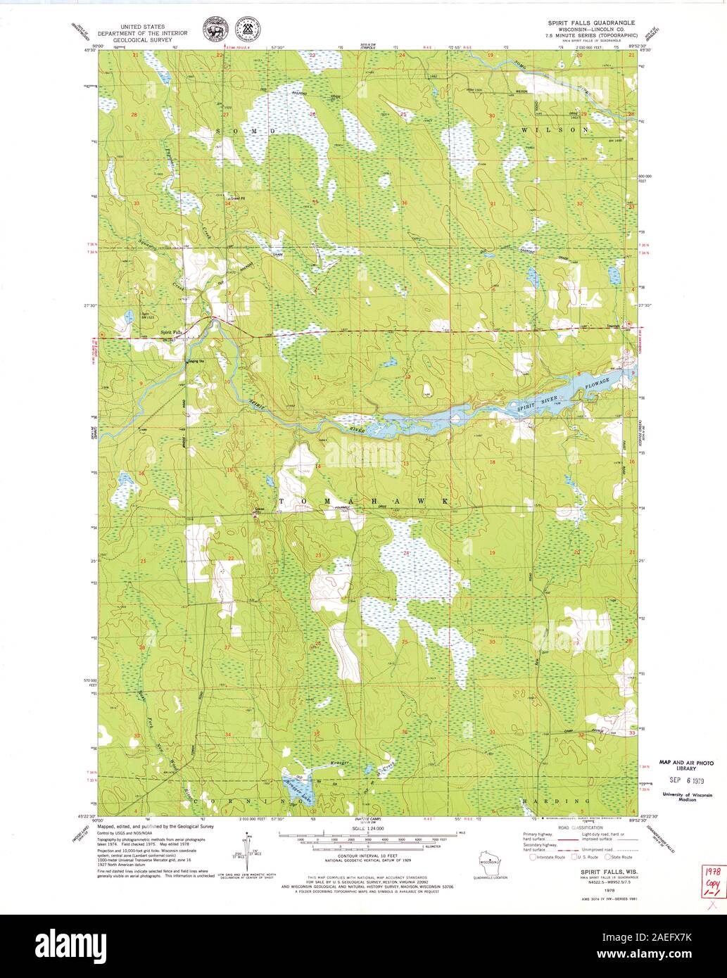 WI Spirit Falls 501926 1978 24000 Restoration Stock Photo - Alamy