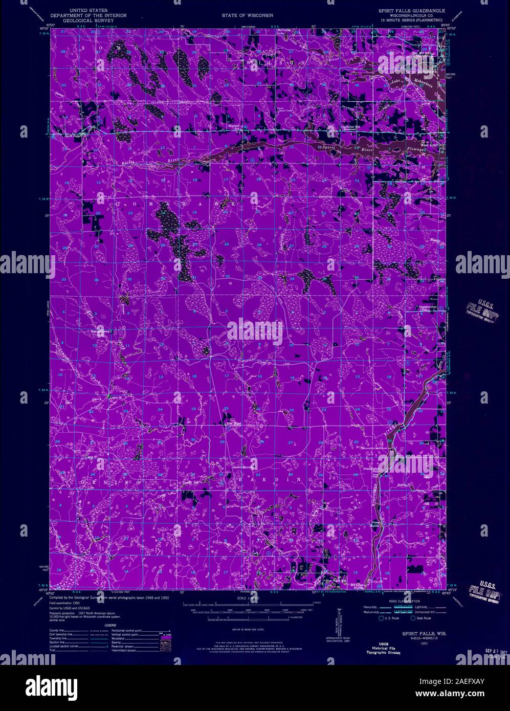 WI Spirit Falls 803036 1950 48000 Inverted Restoration Stock Photo - Alamy