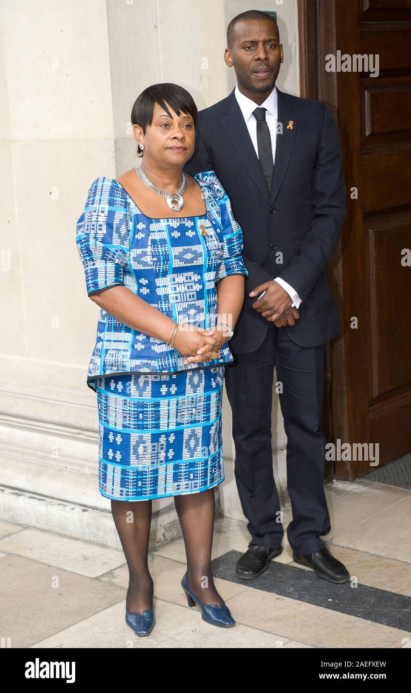 Doreen Lawrence with her son Stuart at the 20th anniversary memorial of ...