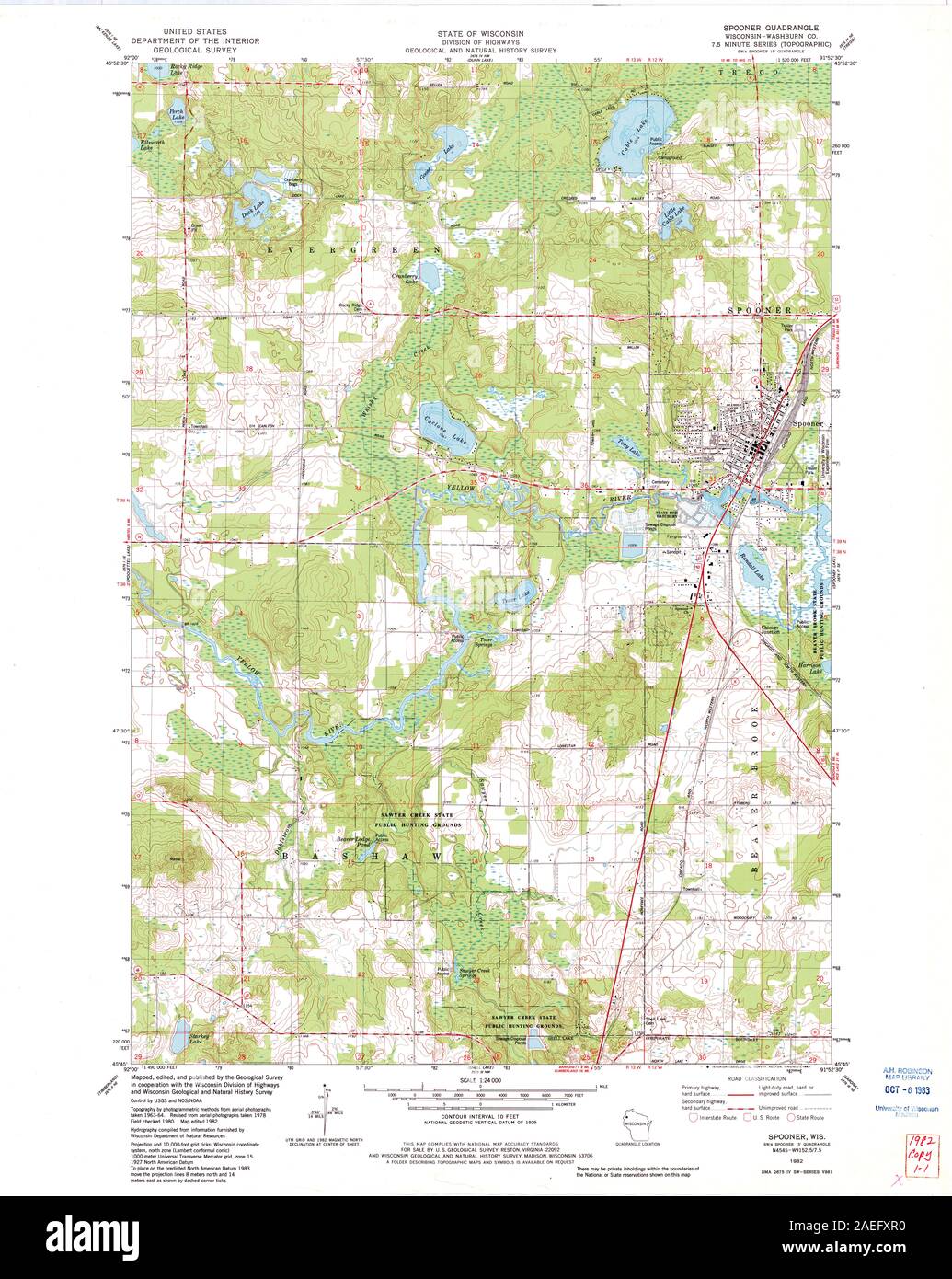 Map of spooner hi-res stock photography and images - Alamy