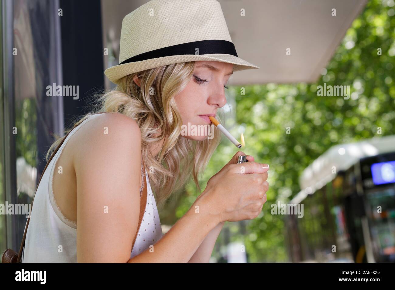 Beautiful Women Lighting Cigarettes
