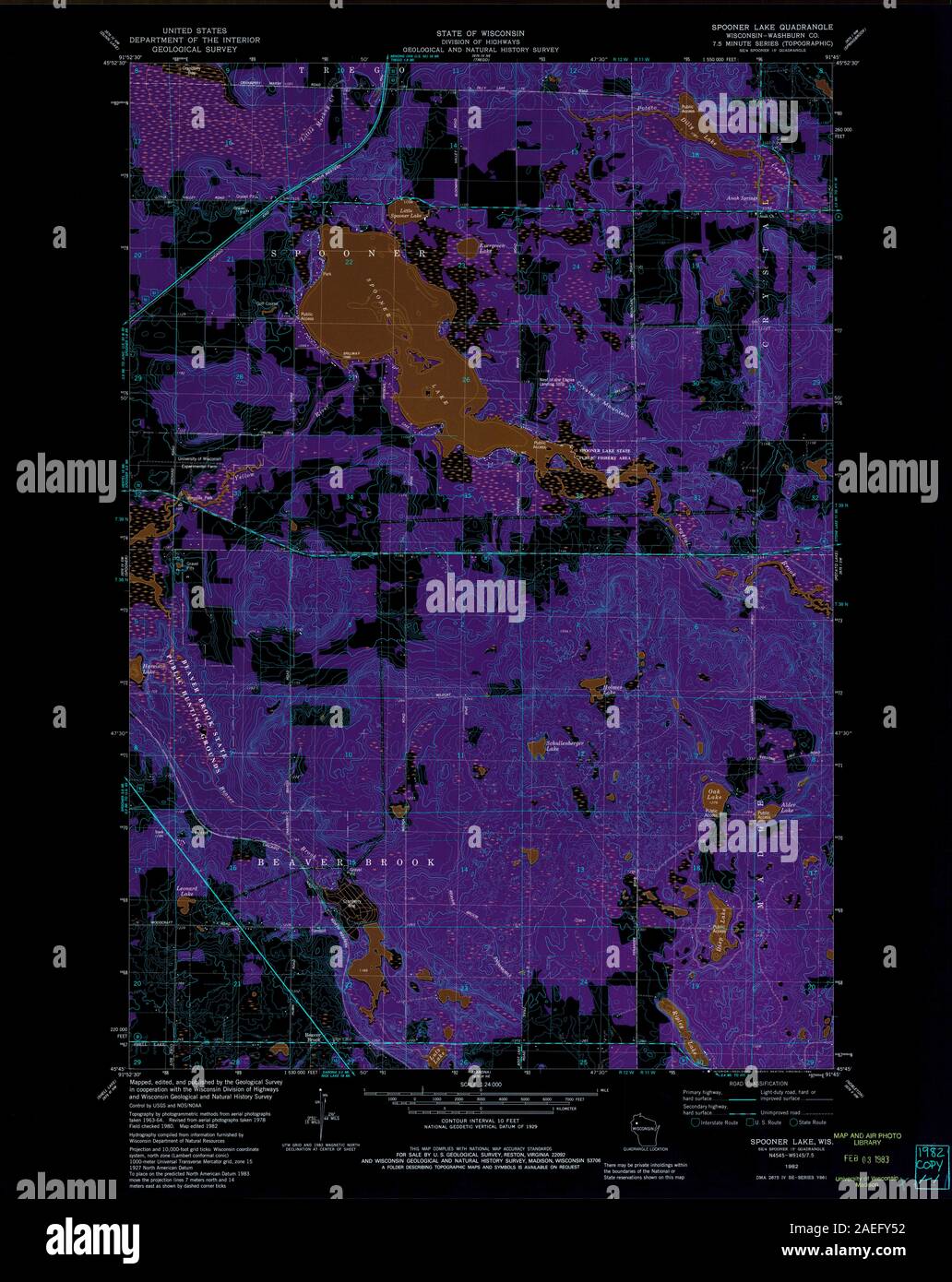 Map of spooner hi-res stock photography and images - Alamy
