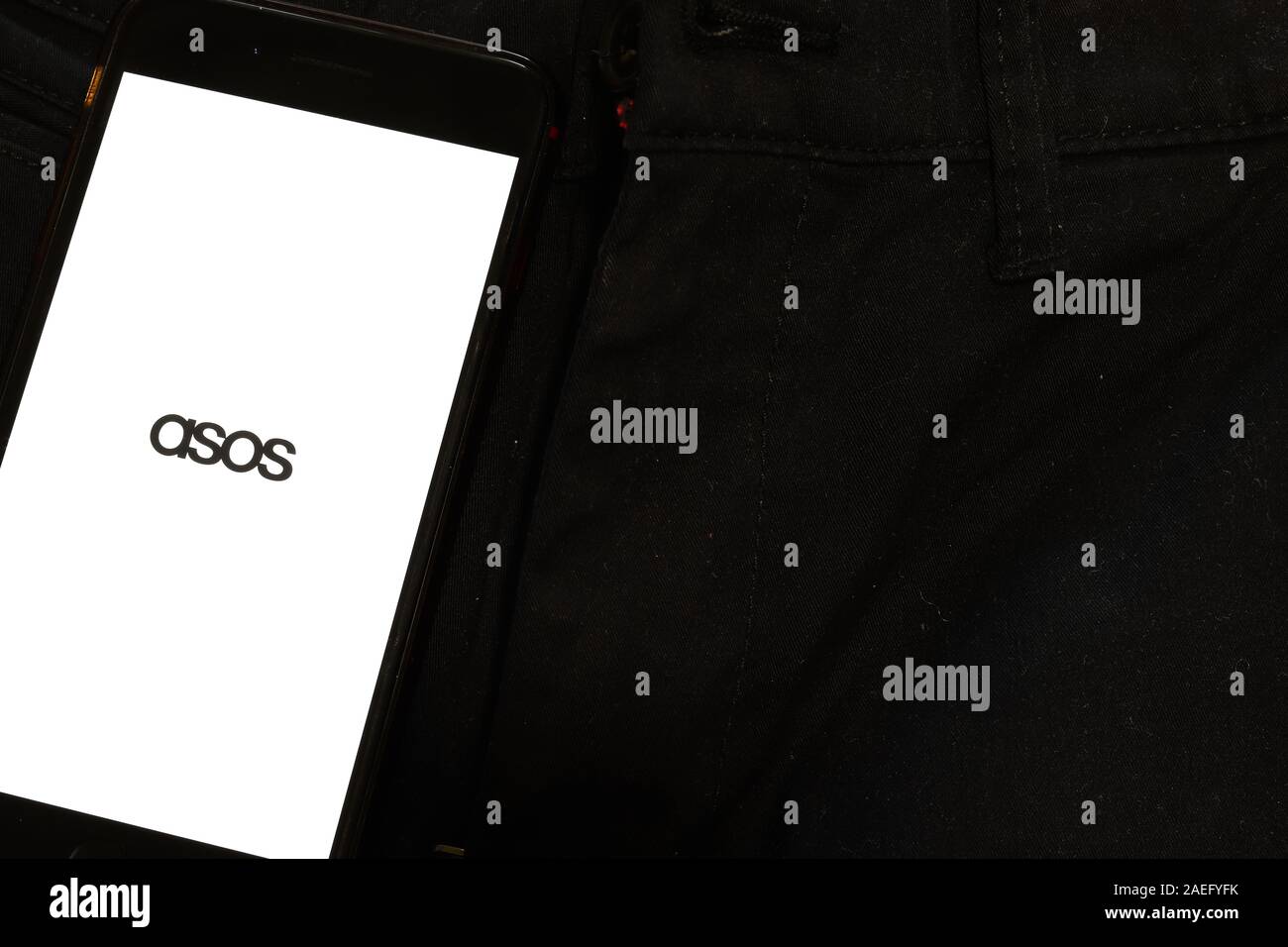 Los Angeles, USA - 10 March 2020: Mobile phone with asos logo on screen ...