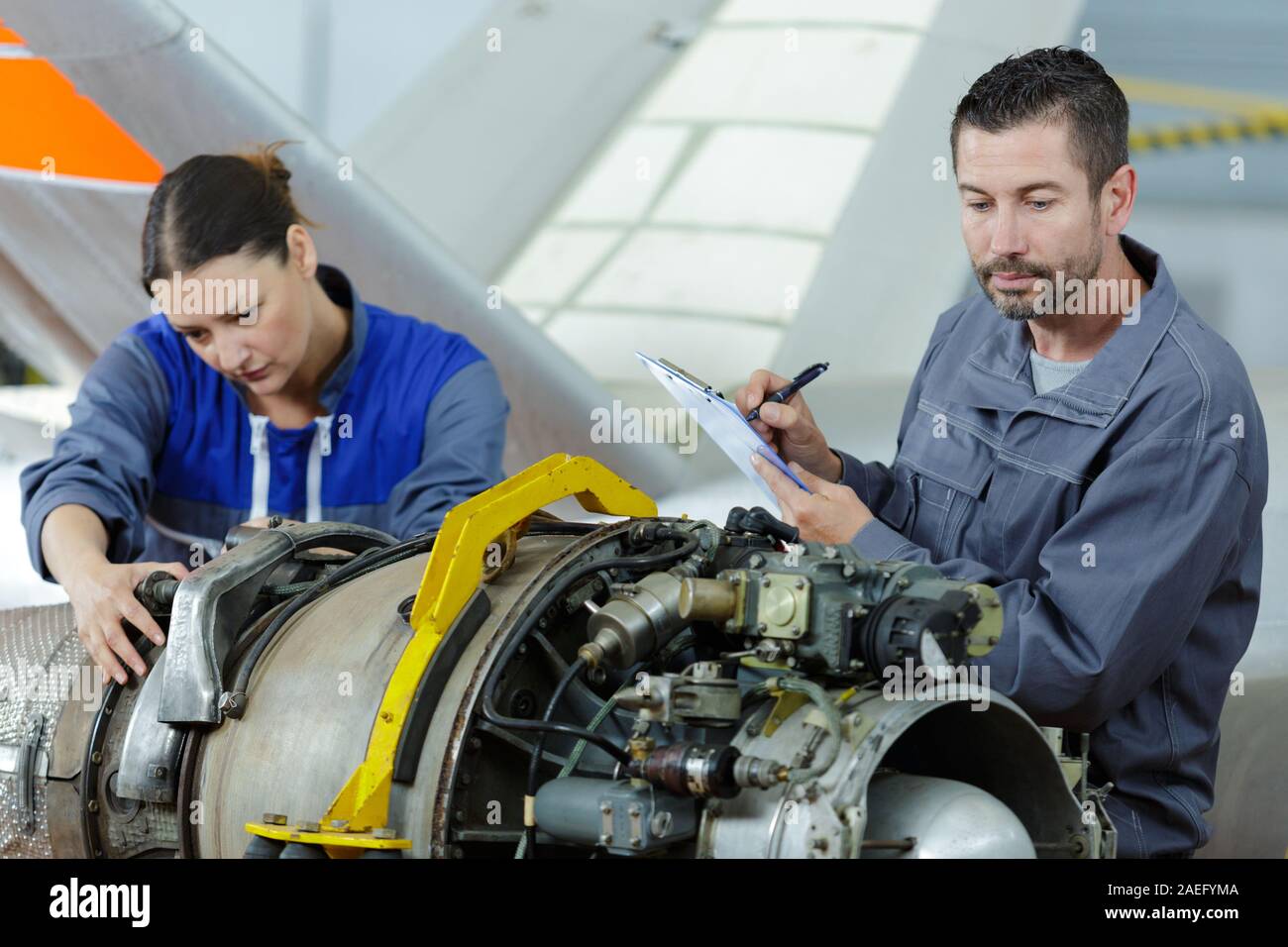 aircraft mechanical parts assembler at work Stock Photo - Alamy