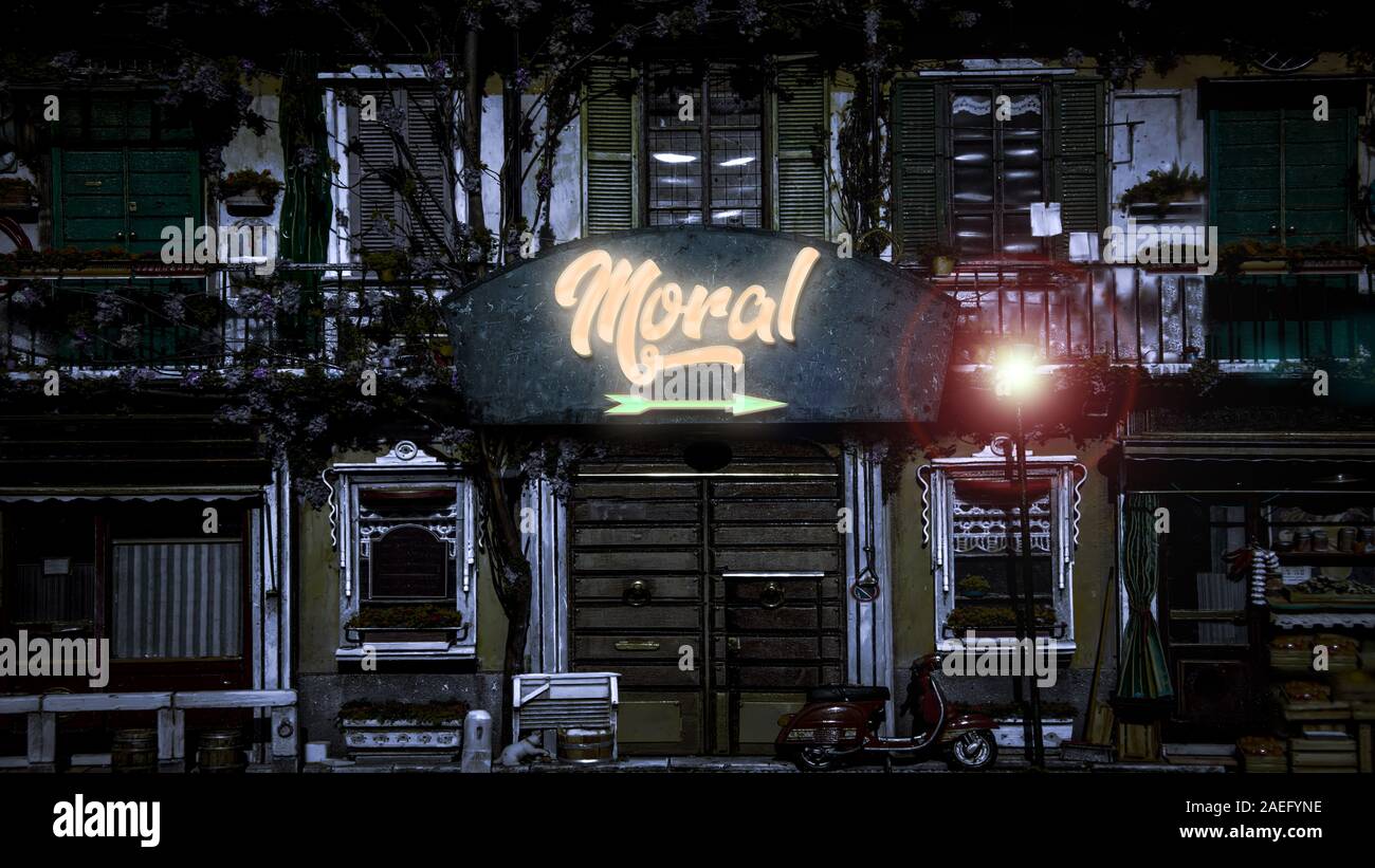 Street Sign the Direction Way to Moral Stock Photo - Alamy