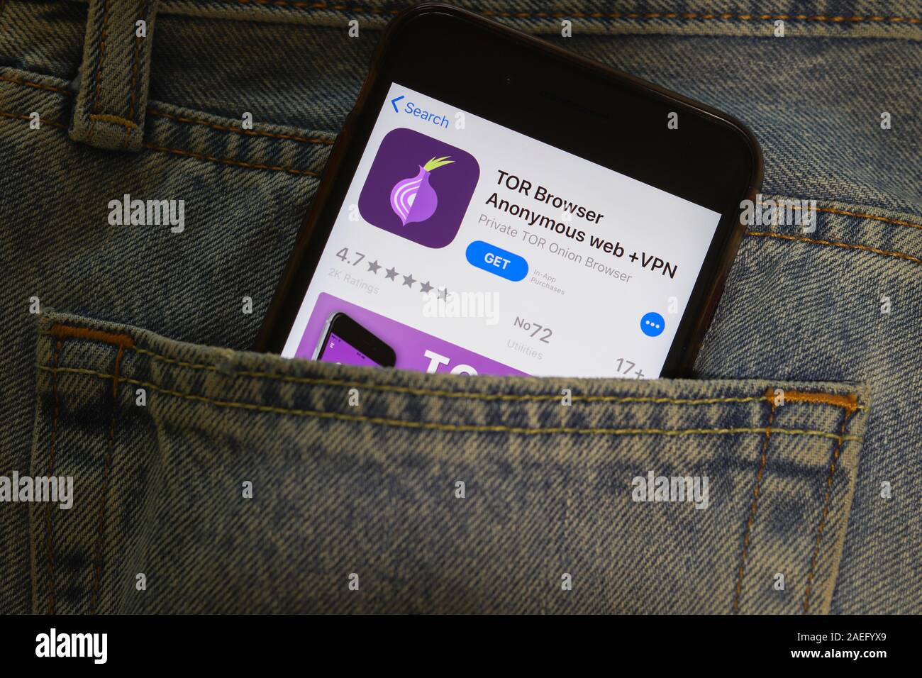 Los Angeles, USA - 10 March 2020: Phone with TOR Browser app logo in ...