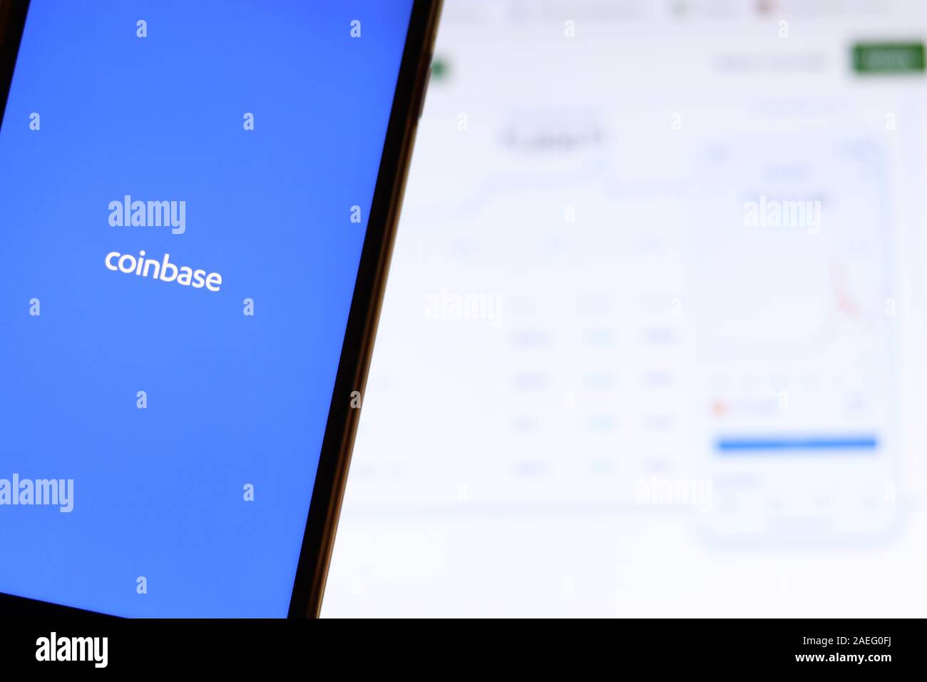Los Angeles, California, USA - 21 November 2019: Coinbase logo on phone ...