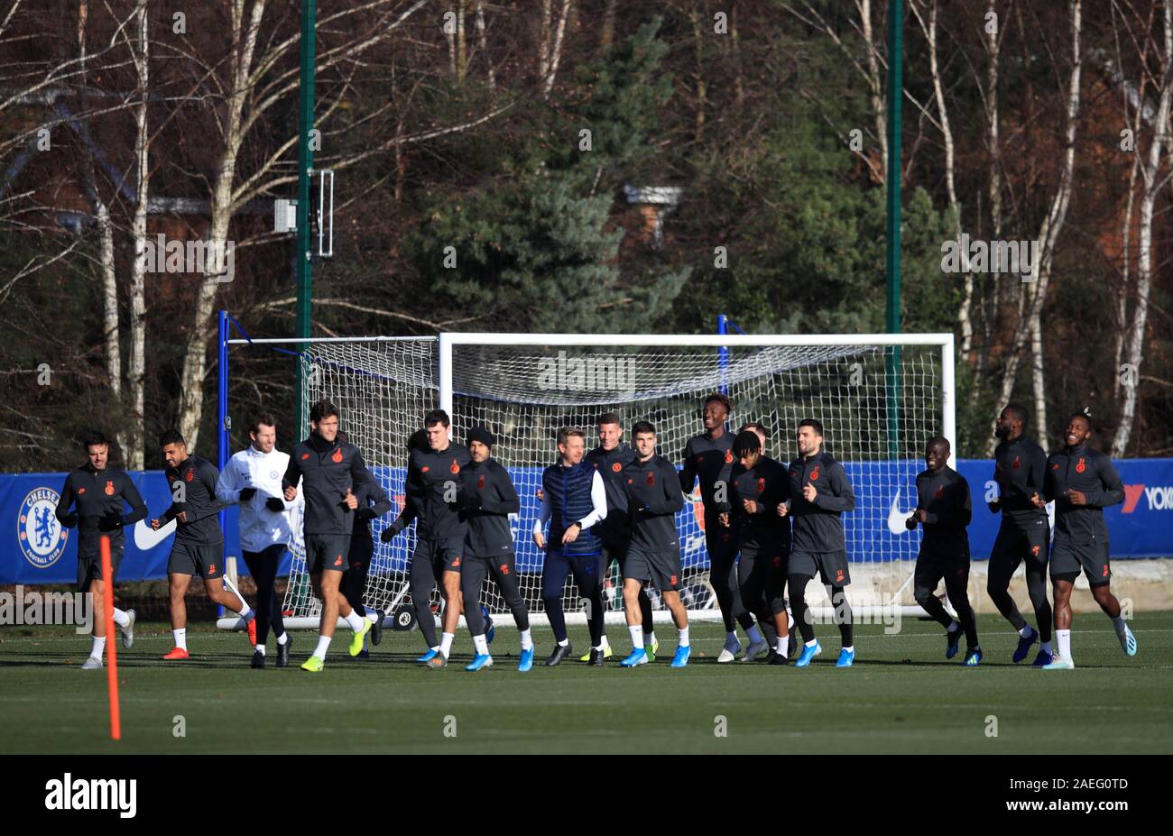 Chelsea players during a training session at Cobham Training Session ...