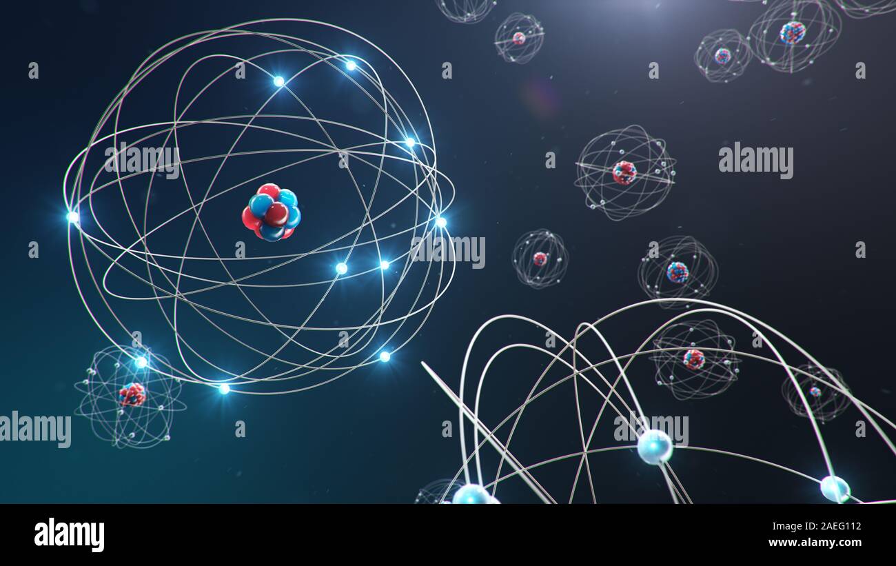 Abstract atom model. Atom is the smallest level of matter that forms ...