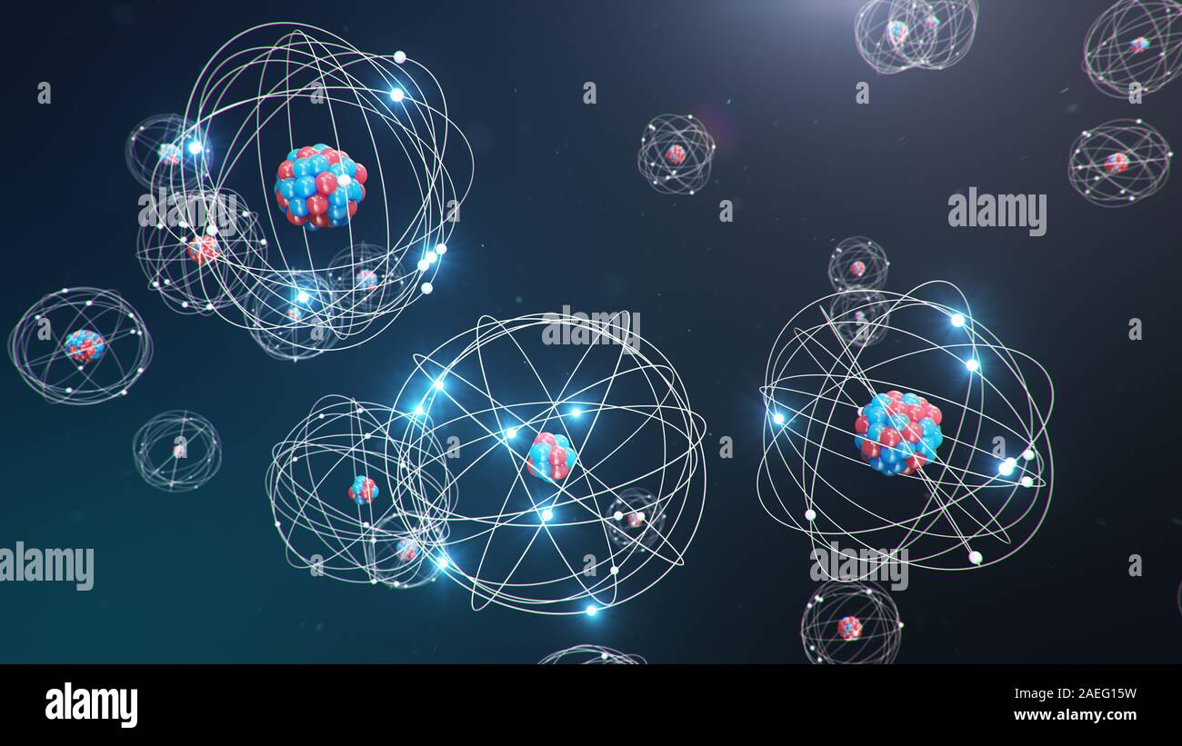 Abstract atom model. Atom is the smallest level of matter that forms ...