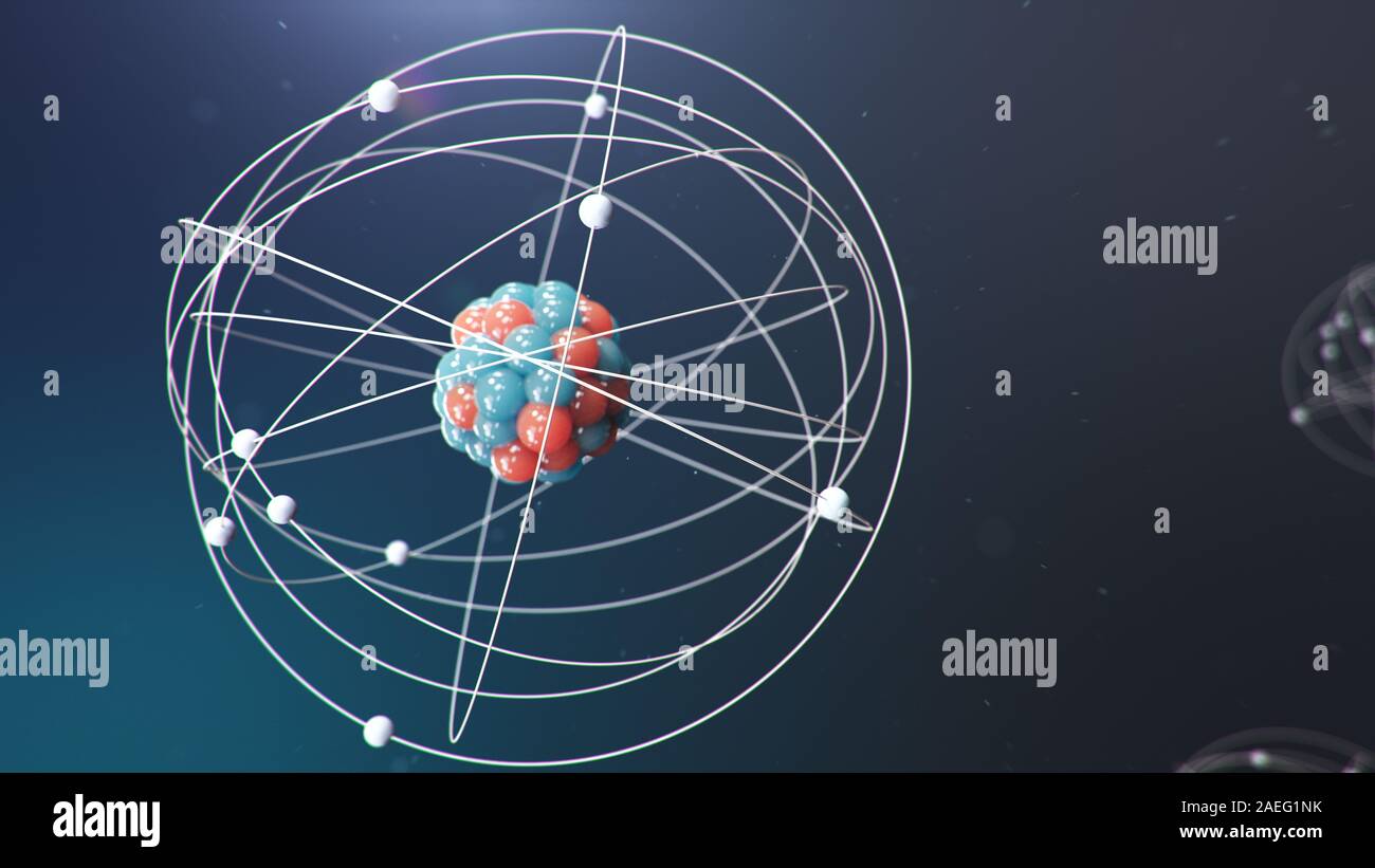 Abstract atom model. Atom is the smallest level of matter that forms ...