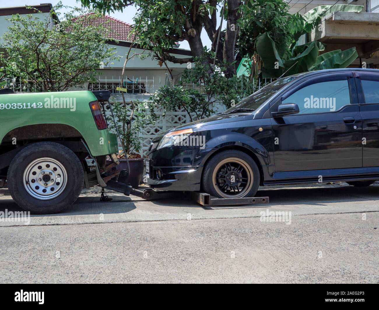 BANGKOK THAILAND - JUNE 24,2019 car on Accidents , Dragging with the ...