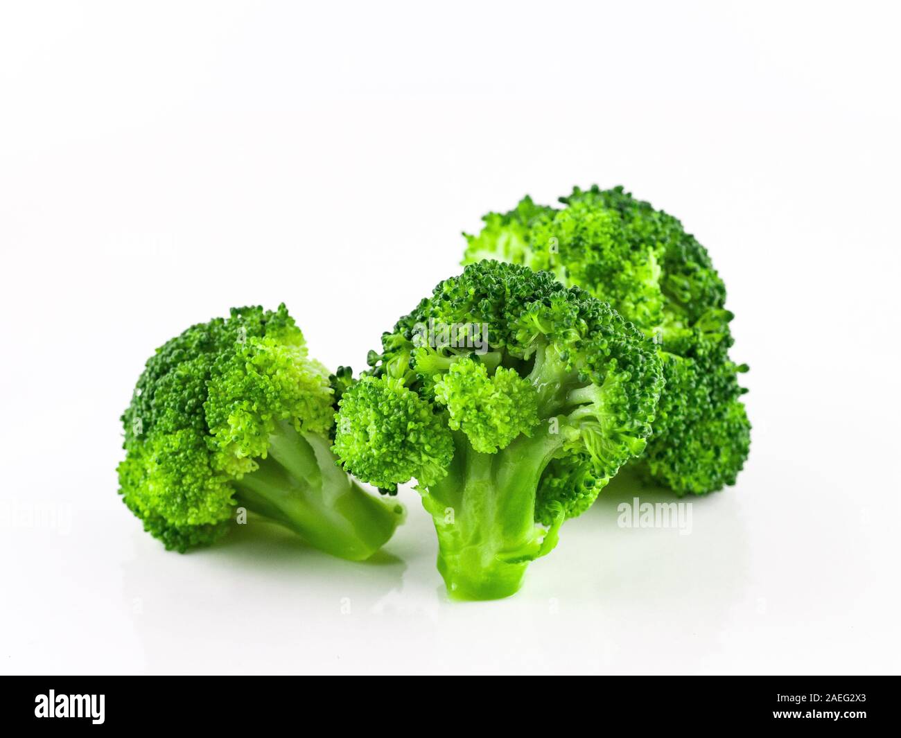 Broccoli is cooked on white background isolate, Steamed broccoli ...