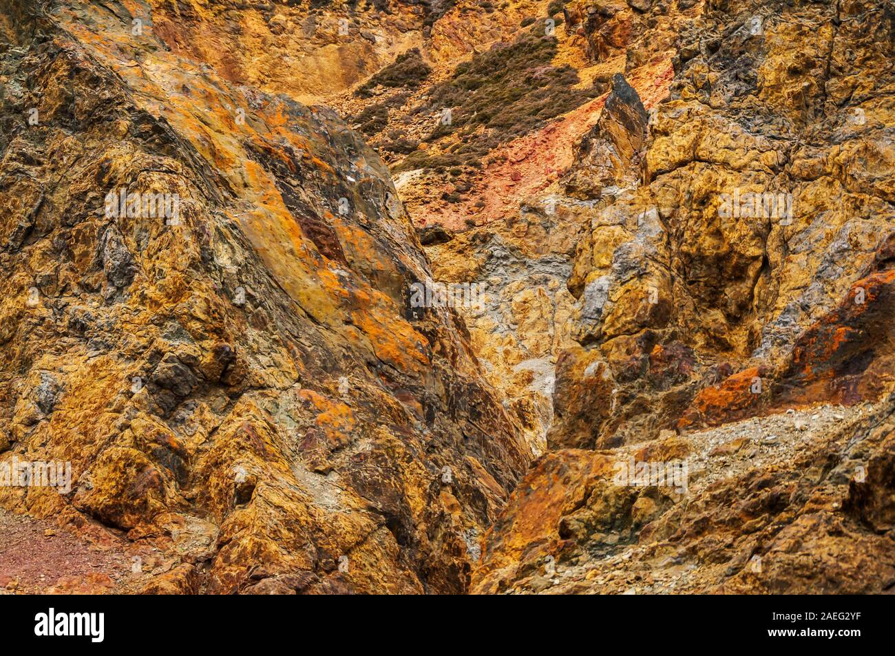 Abstract view of outcrops at Parys Mountain Copper Mine Stock Photo - Alamy