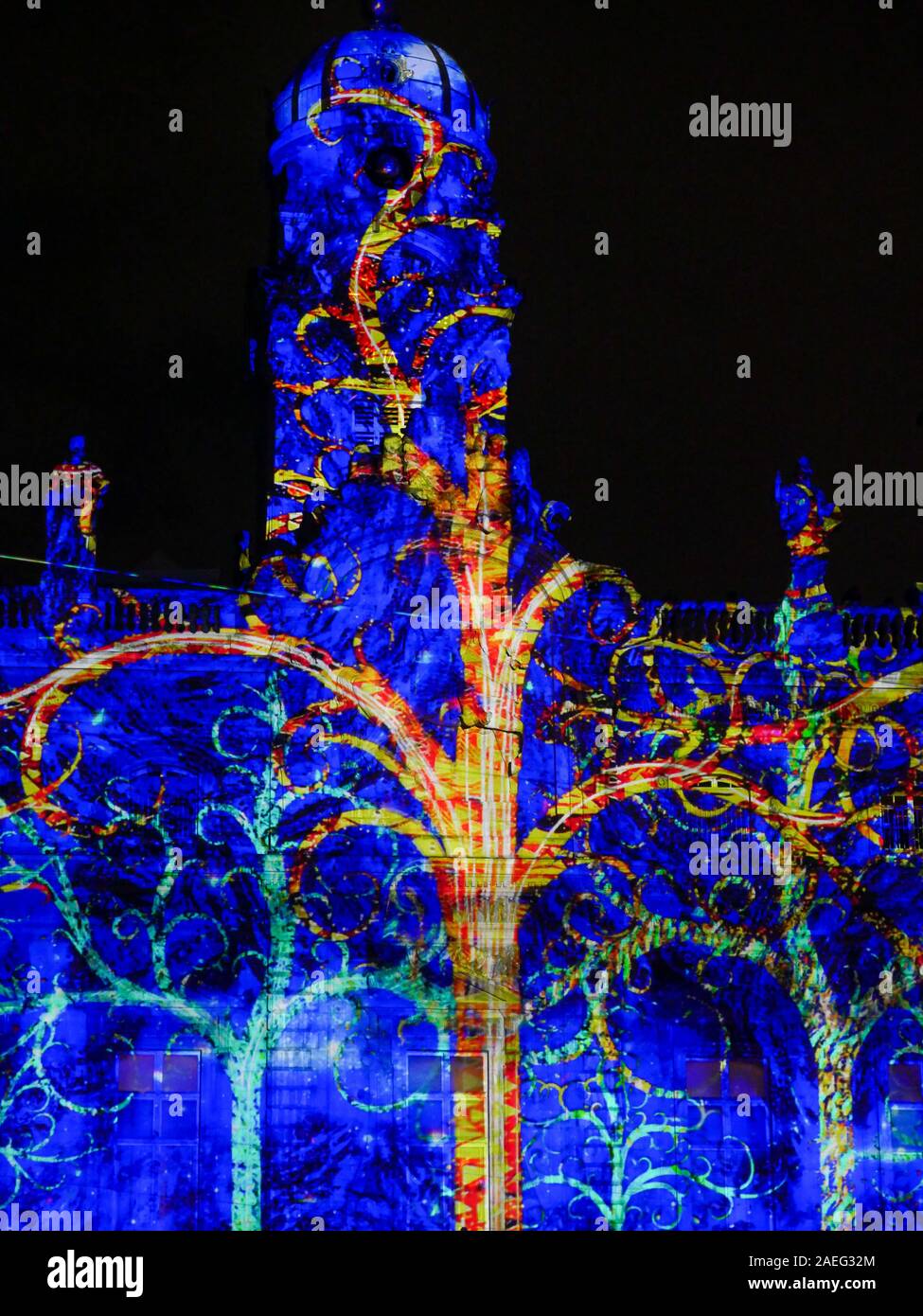 Light show at Terreaux square, Festival of the Lights 2019, Lyon ...
