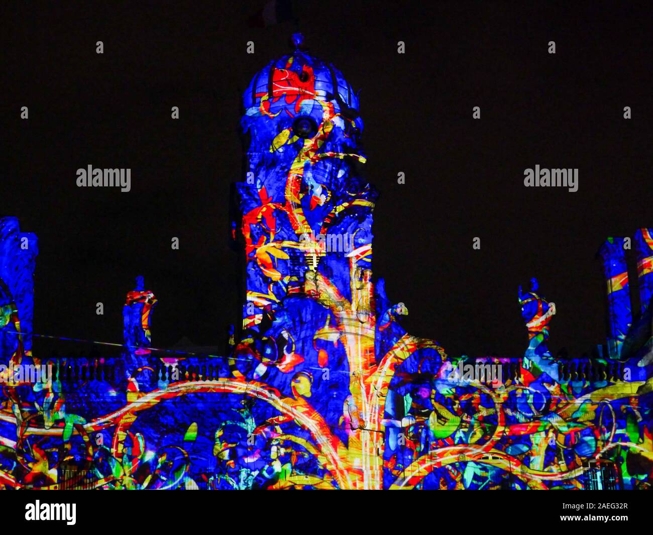 Light show at Terreaux square, Festival of the Lights 2019, Lyon ...