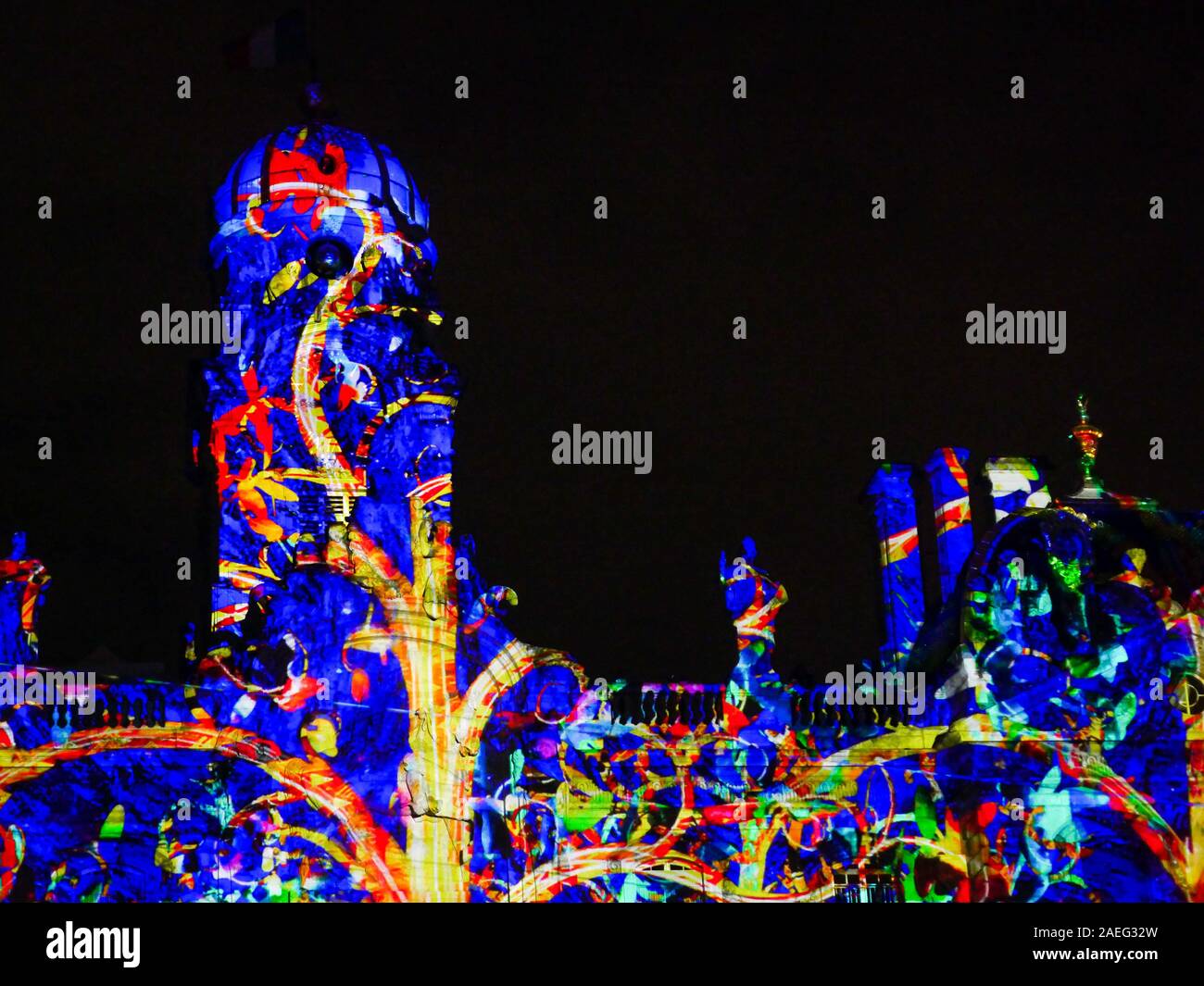 Light show at Terreaux square, Festival of the Lights 2019, Lyon ...