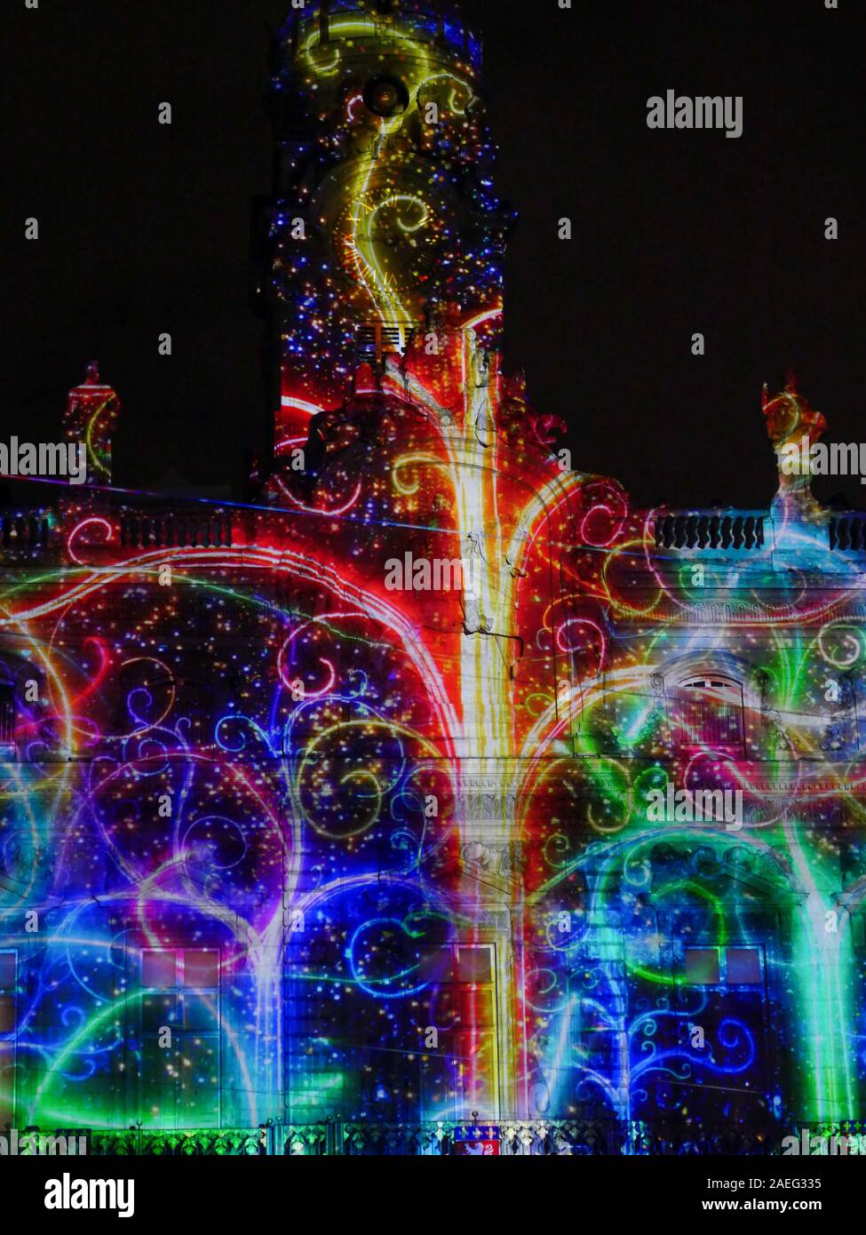 Light show at Terreaux square, Festival of the Lights 2019, Lyon ...