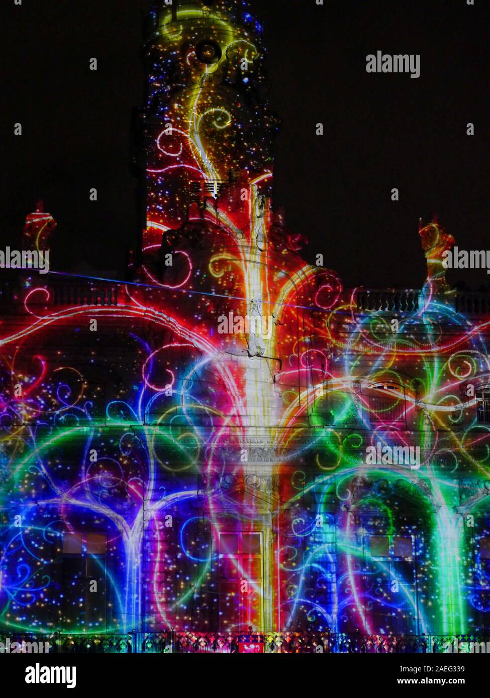 Light show at Terreaux square, Festival of the Lights 2019, Lyon ...