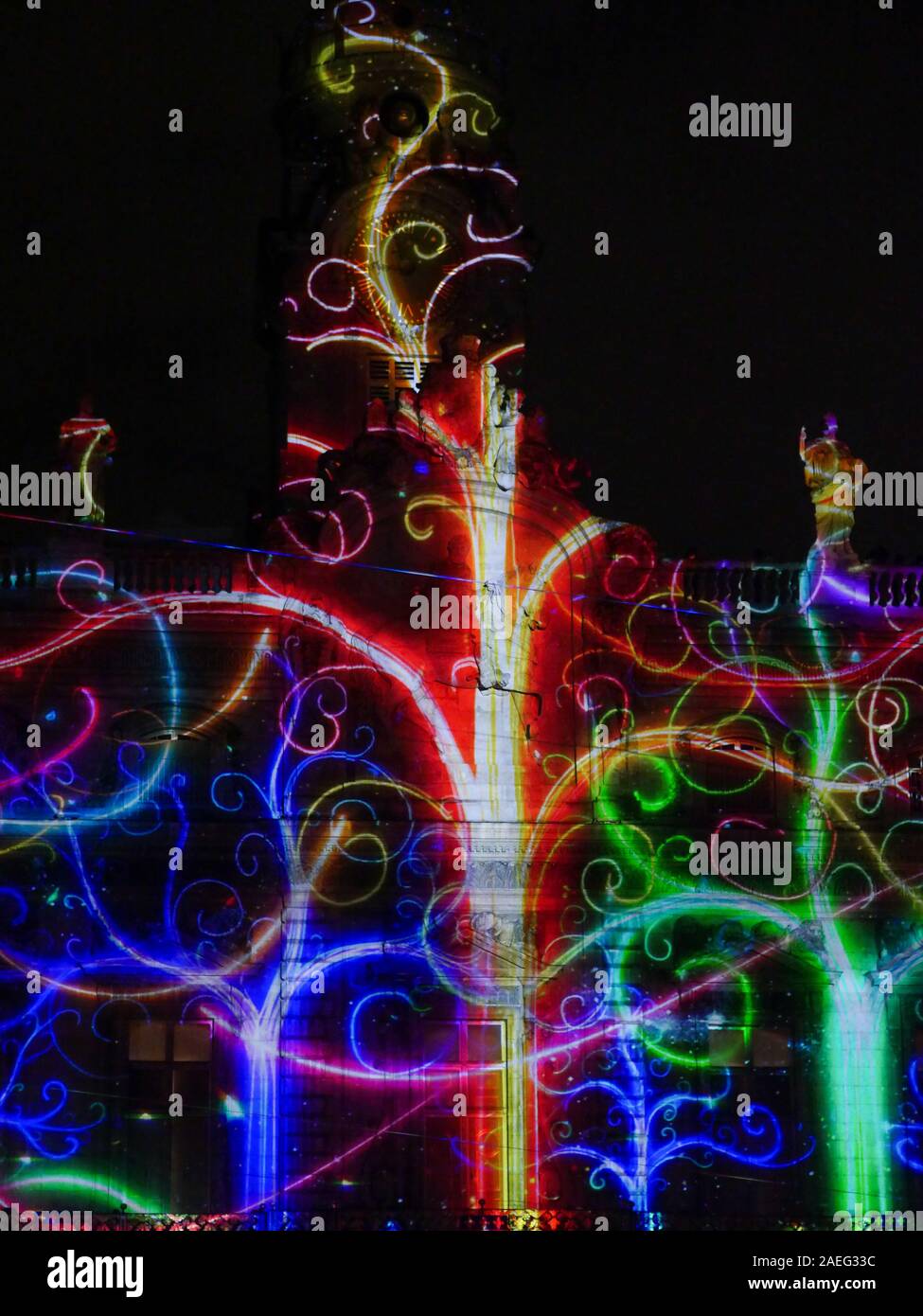 Light show at Terreaux square, Festival of the Lights 2019, Lyon ...