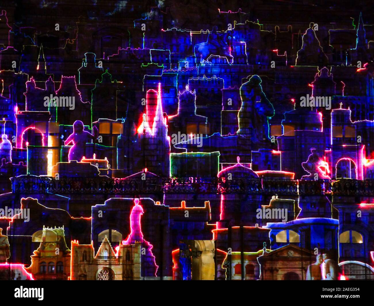 Light show at Terreaux square, Festival of the Lights 2019, Lyon ...