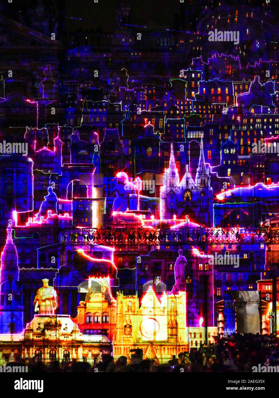 Light show at Terreaux square, Festival of the Lights 2019, Lyon ...
