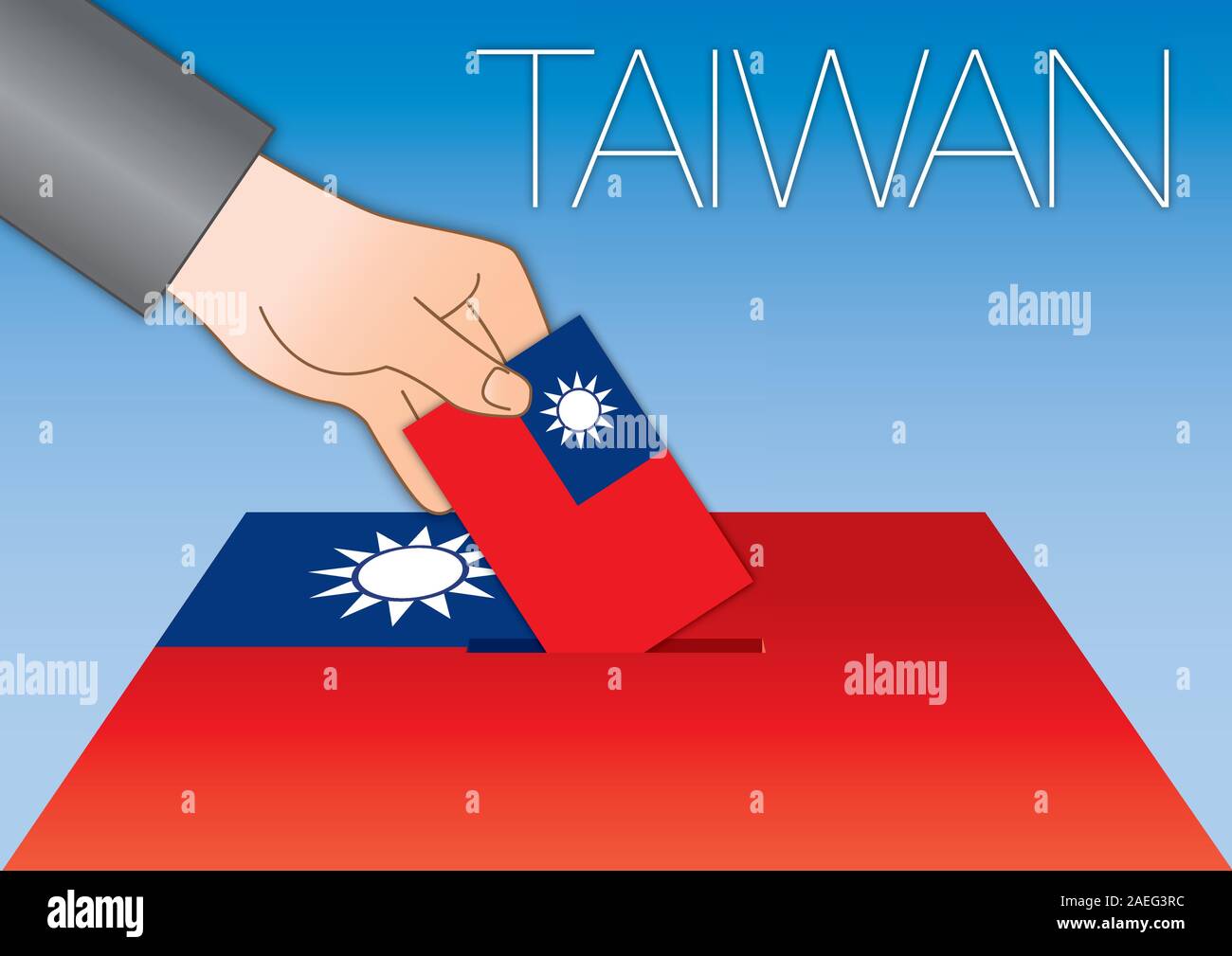 Taiwan flag on the ballot box, presidential elections, vector ...