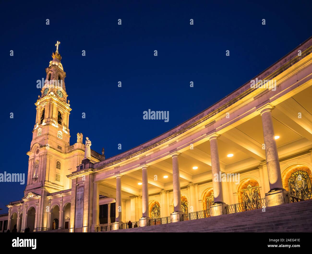 Evening light at the Shrine Of Our Lady Of The Rosary Of Fatima, Fatima ...