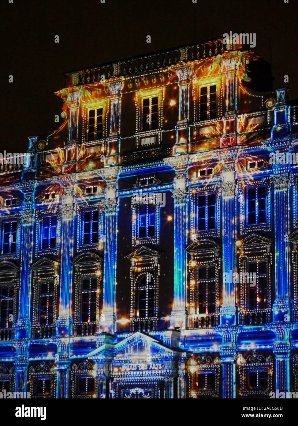 Light show at Terreaux square, Festival of the Lights 2019, Lyon ...