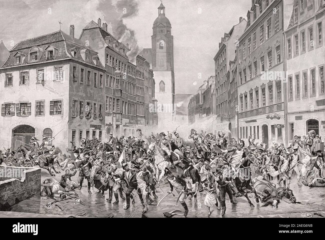 Napoleon’s flight through Leipzig; 1813, Battle of the Nations Stock ...