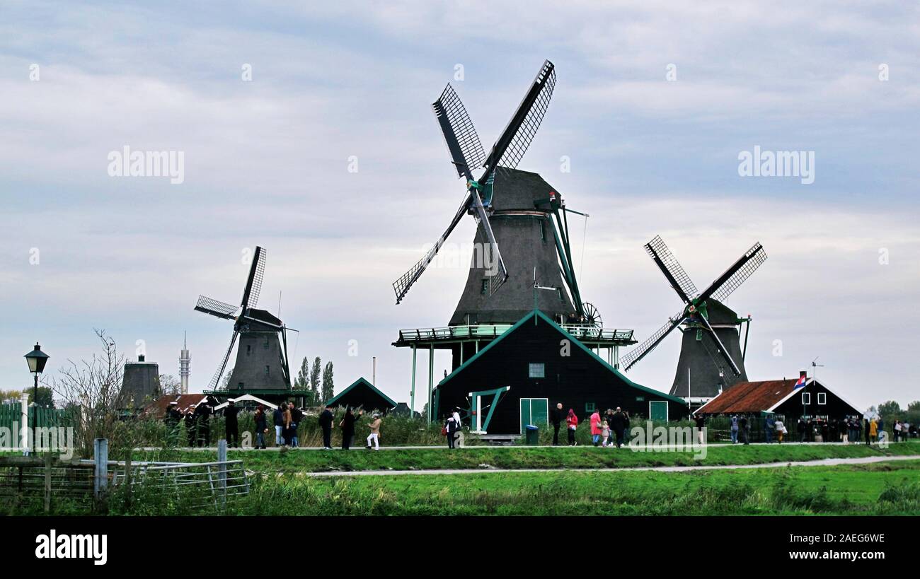 Landscape with traditional Dutch windmill Stock Photo - Alamy