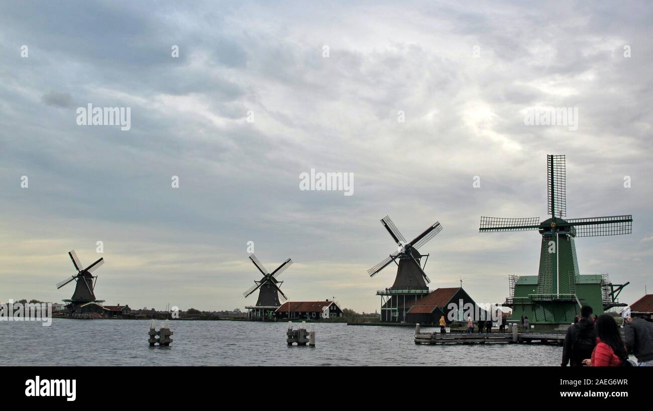 Landscape with traditional Dutch windmill Stock Photo - Alamy