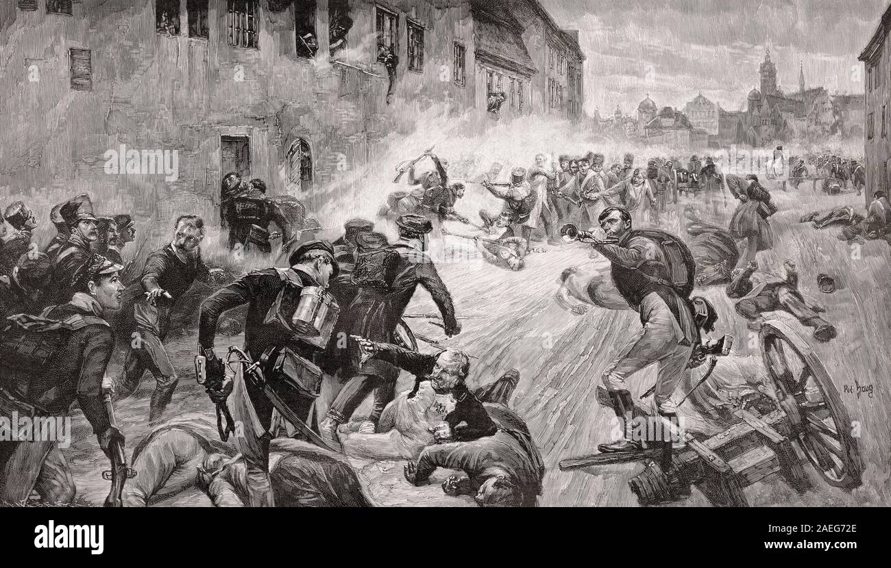street fight in Leipzig; 1813, Battle of the Nations Stock Photo - Alamy