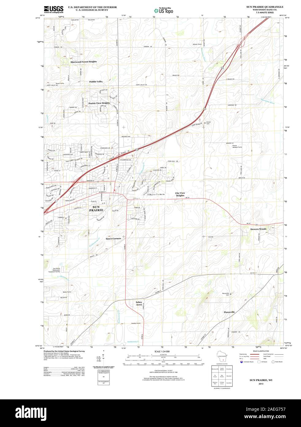 Sun prairie map hi-res stock photography and images - Alamy