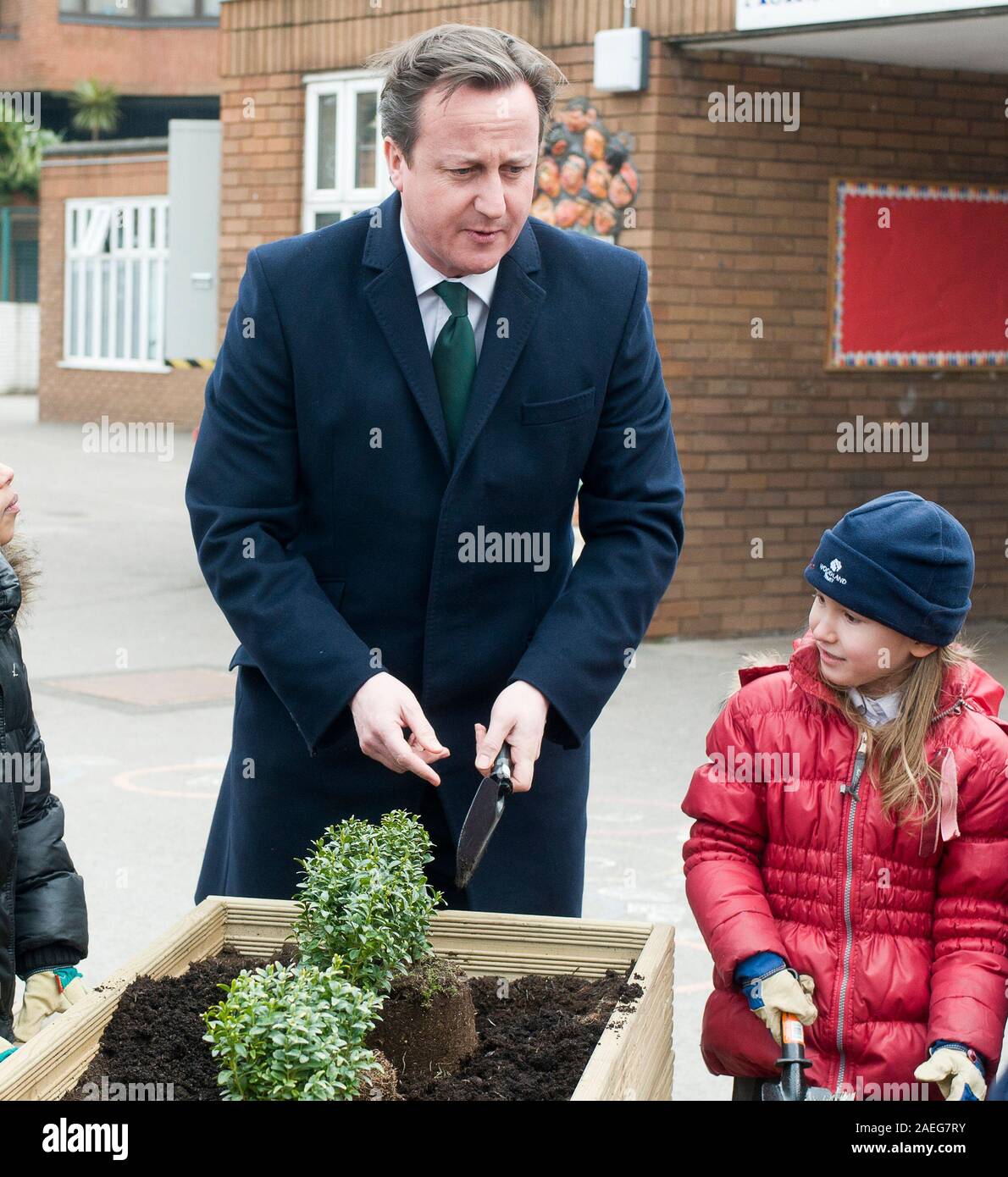 The Prime Minister David Cameron with children from Ashburnham ...