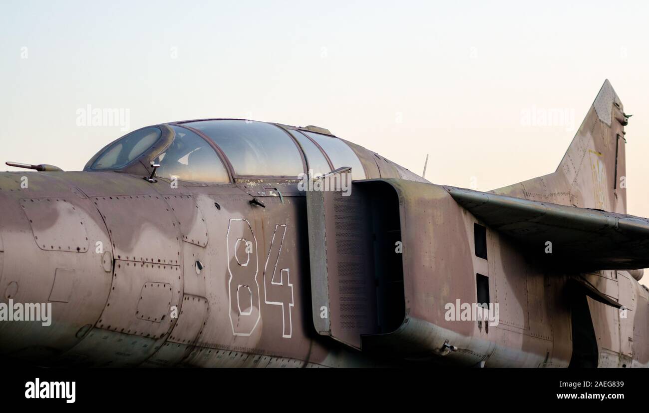 old military army fighter aircraft isolated on white background close ...