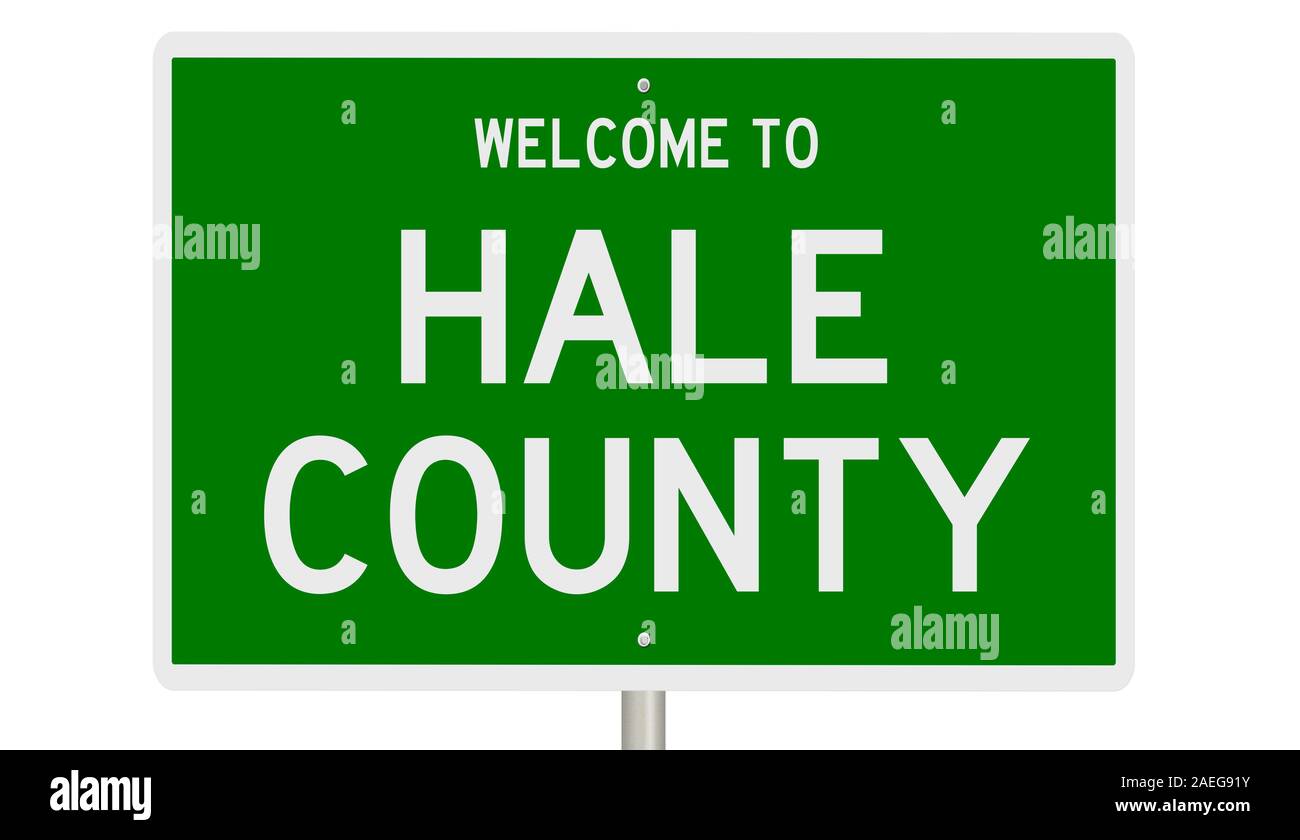 Rendering of a 3d green highway sign for Hale County Stock Photo - Alamy