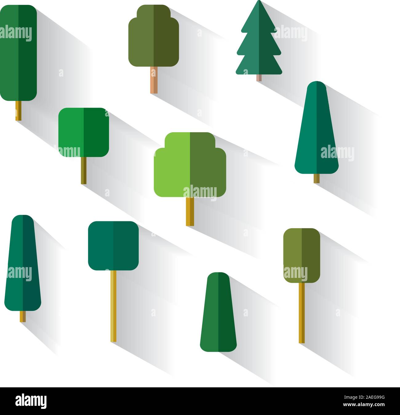 Set trees in vector flat design style isolated on white Stock Vector ...