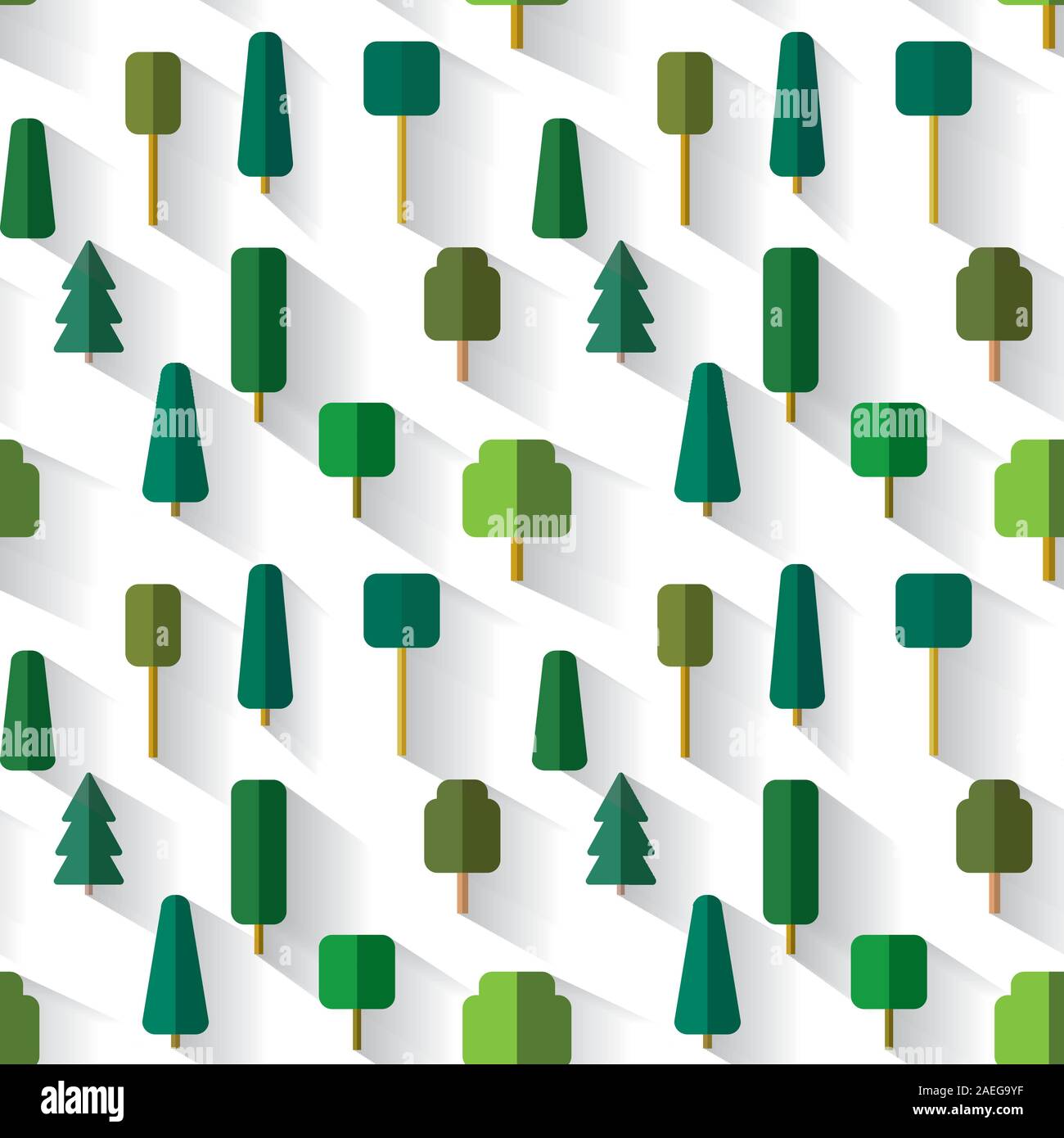 Pattern of Set trees in vector flat design style isolated on white ...