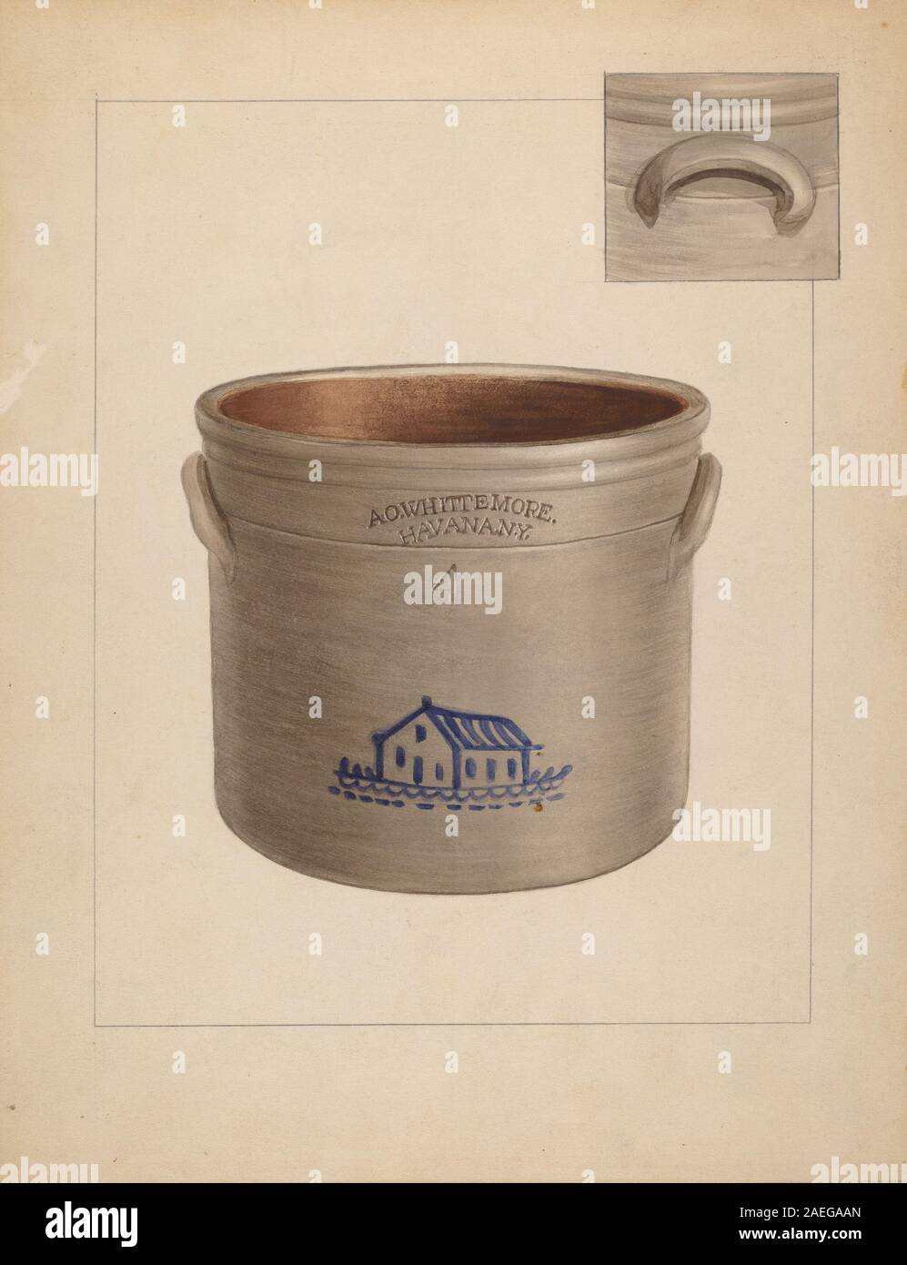 Crock, circa 1937 by John Fisk, is a ceramic storage vessel with ...