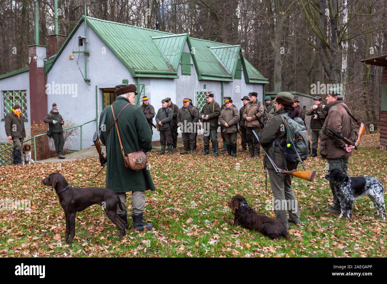 Policemen inspect preventively hunters for drinking alcohol and gun ...