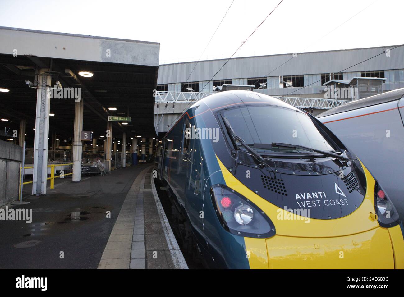 The front of an Avanti West Coast train showing the new logo as it ...