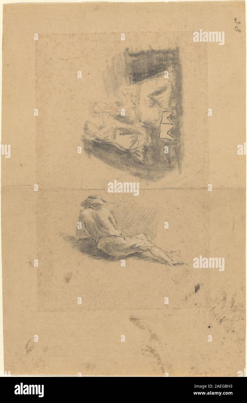Flaxman's 'Reclining Man; Two Women' depicts three figures in reclining ...