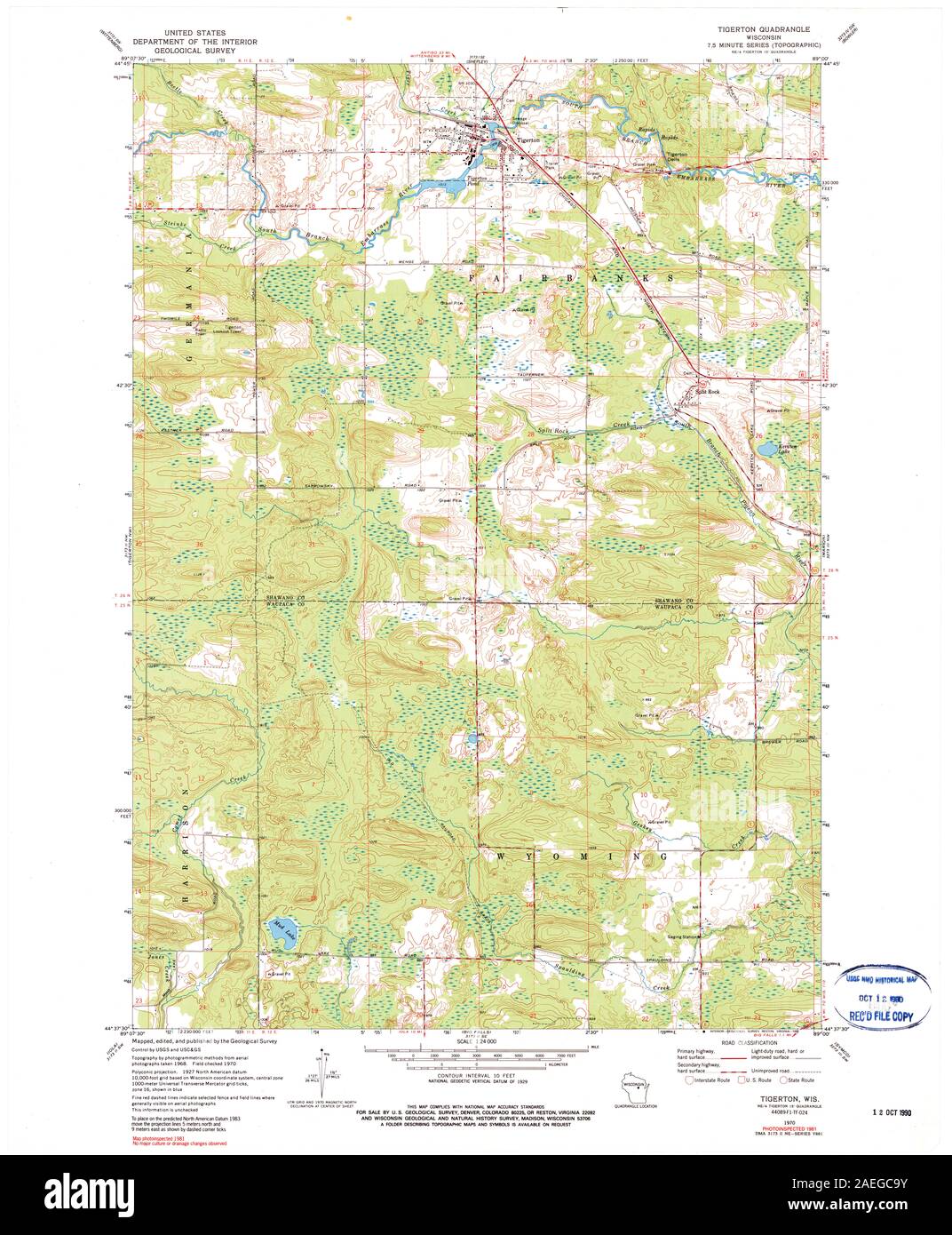 Map of tigerton Cut Out Stock Images & Pictures - Alamy