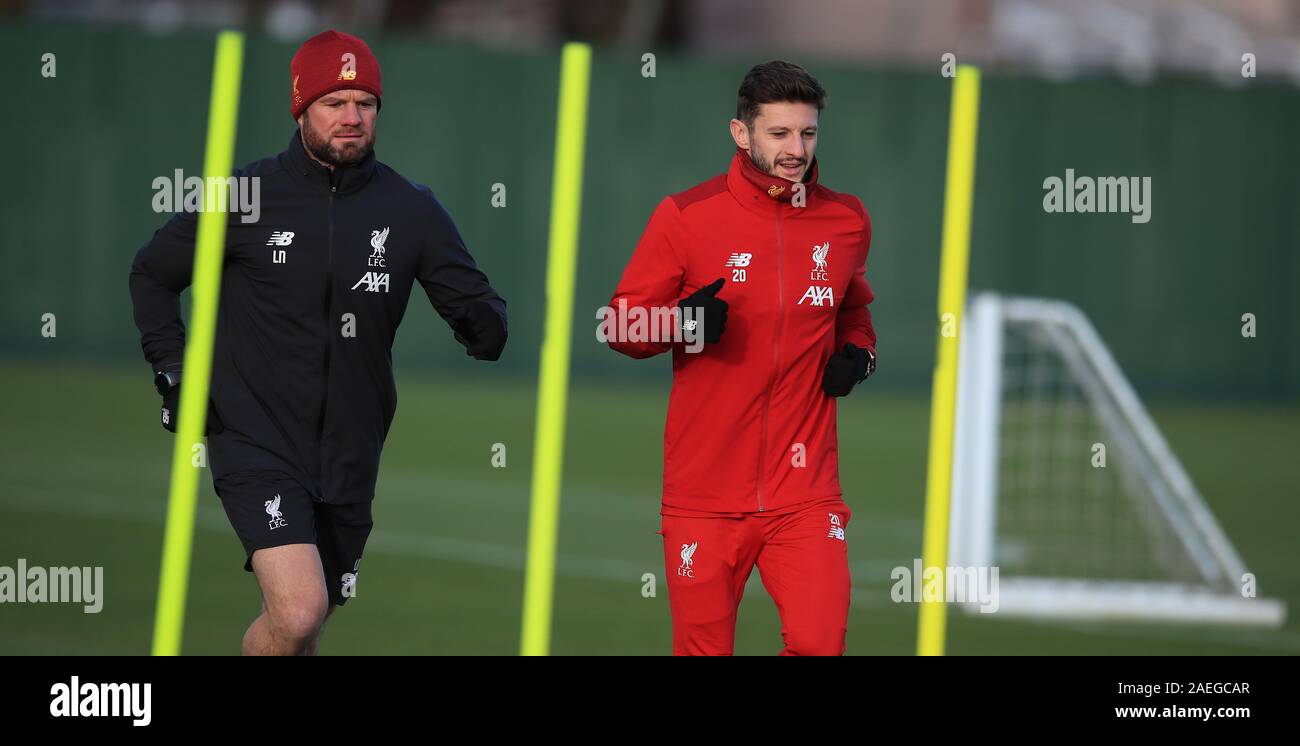 Adam Lallana during a training session at Melwood Training Ground ...