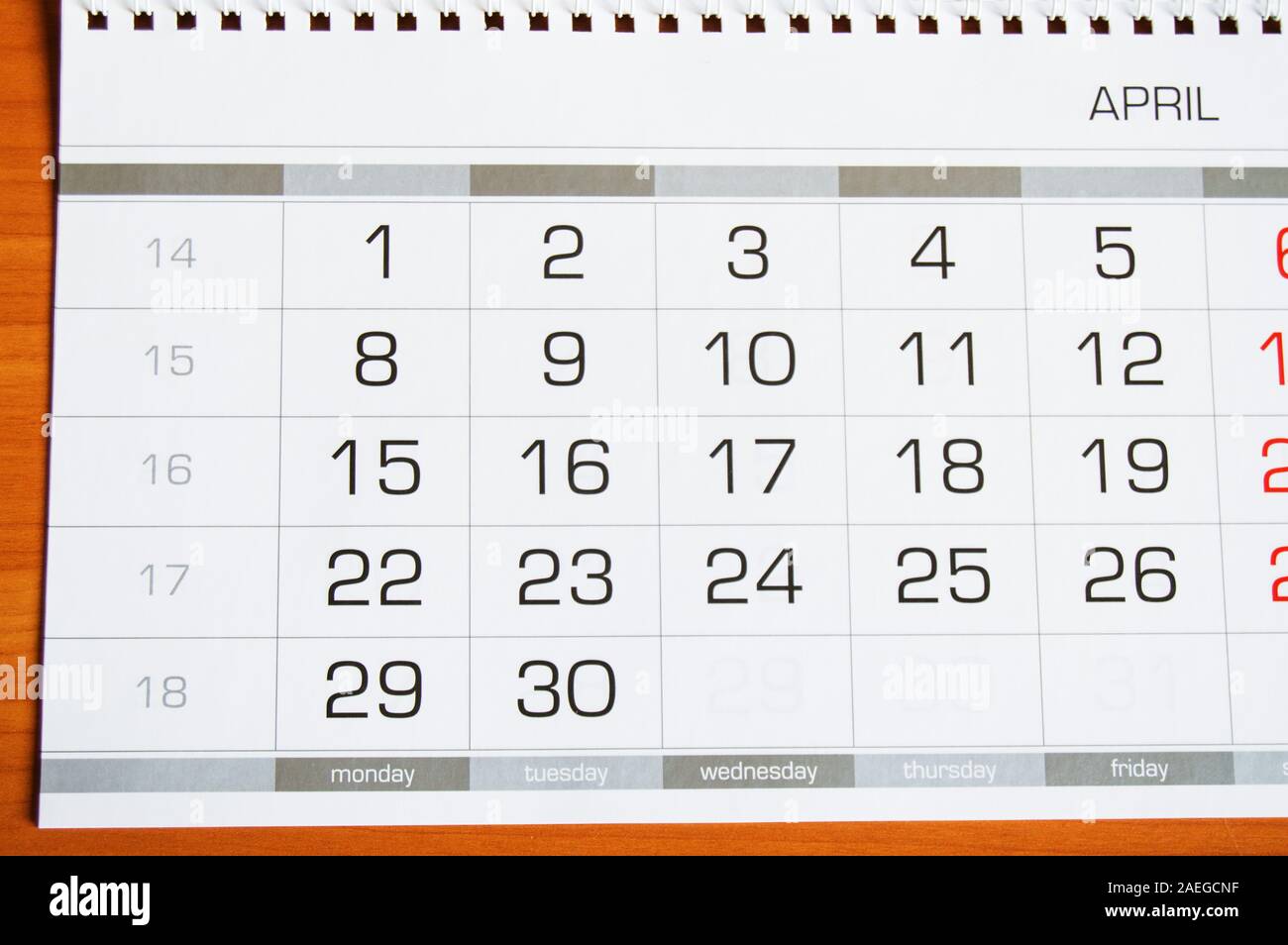 Blank Calendar Page High Resolution Stock Photography and Images - Alamy