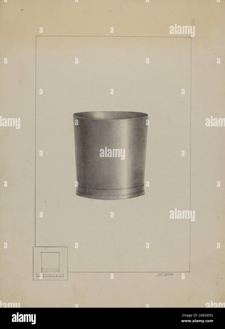 The pewter beaker by John Garay, circa 1936, is a small drinking vessel ...