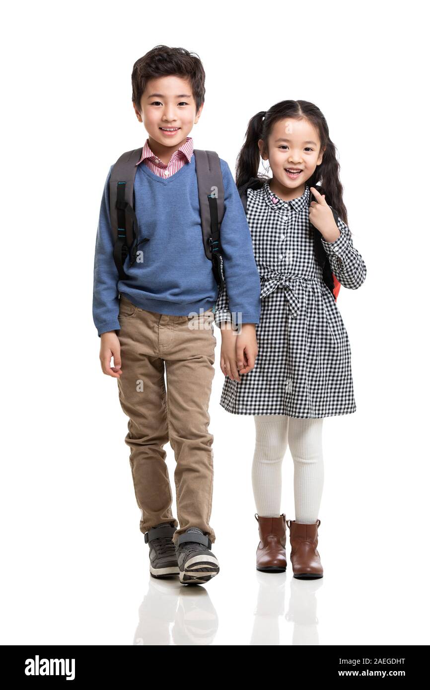 Studio portrait two children Cut Out Stock Images & Pictures - Alamy