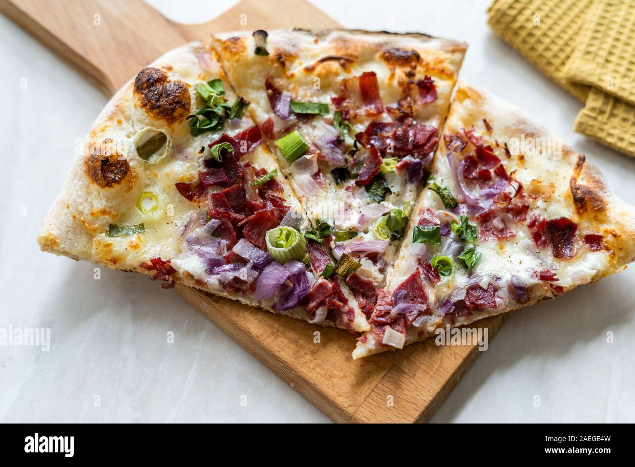 Flammkuchen Pizza Slices / Traditional Tarte Flambee with Creme Fraiche ...